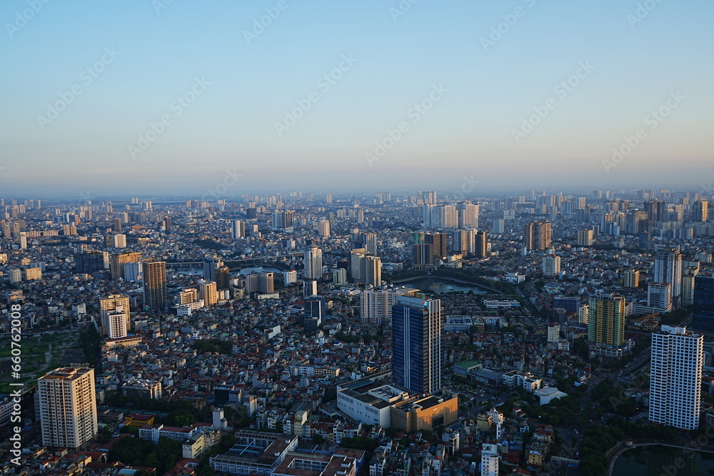 Aerial View of Hanoi City from Top of Hanoi, Rooftop Bar, at Lotte ...