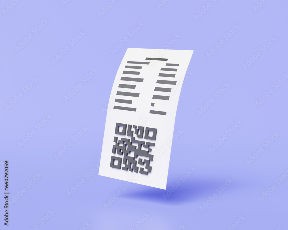 Bill payment. QR code scan, financial invoice, paper receipt, digital ...