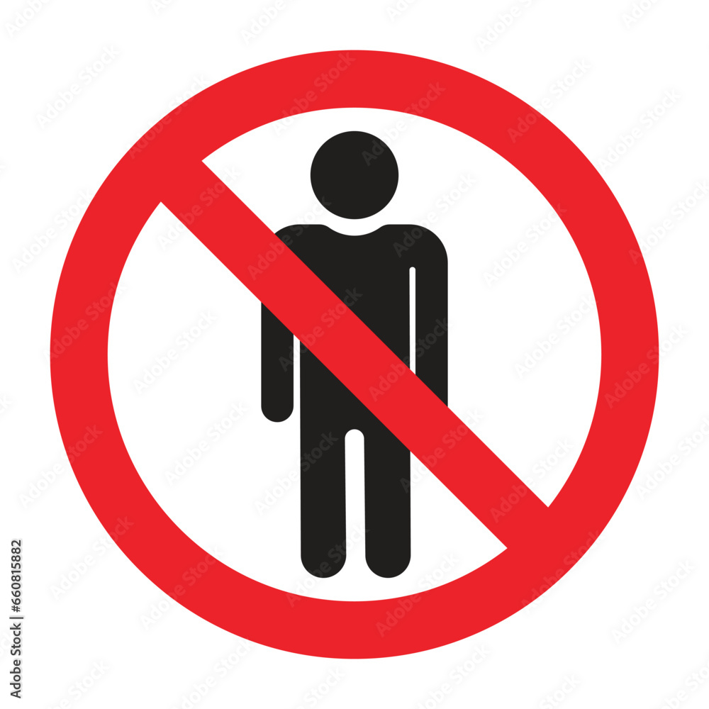 No entry sign. Stop sign. Man stands, people symbol. Prohibitory signs ...