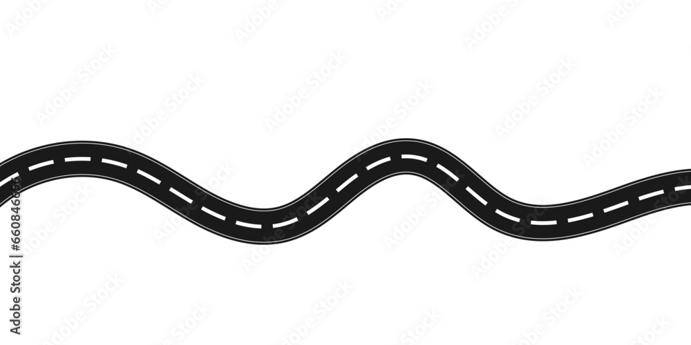 Top view on a curved highway road map. Roadmap diagram, SVG Vector ...