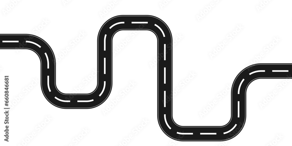 Top view on a curved highway road map. Roadmap diagram, SVG Vector ...