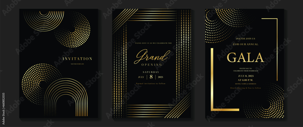 Luxury invitation card background vector. Golden elegant geometric ...