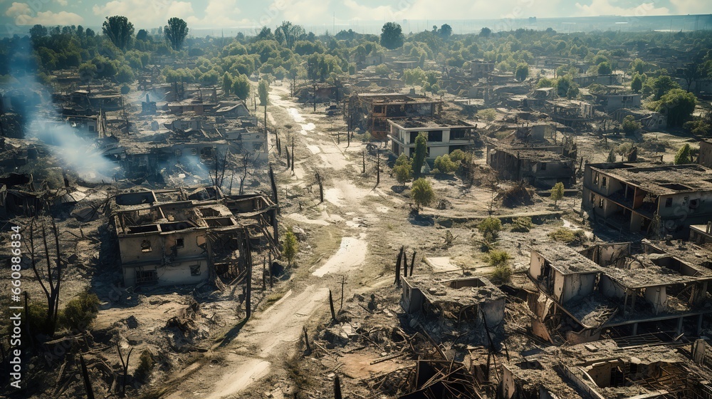 War and destruction: Aerial views of cities destroyed in the civil war ...