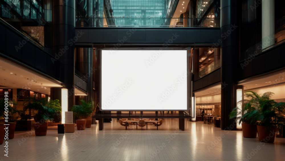Mockup with background in shopping centre gallery, digital media blank ...