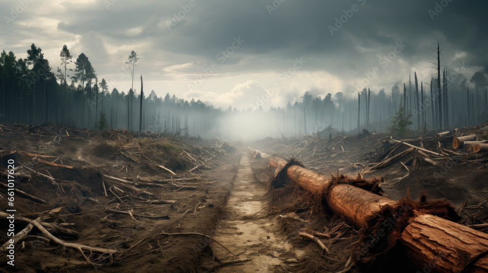 Illustrating the impacts of deforestation on the environment, featuring ...