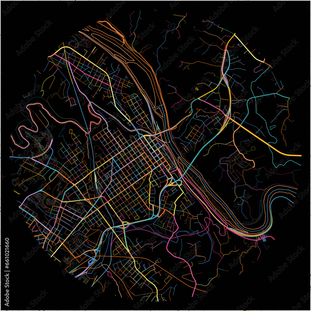 Colorful Map of Lynchburg, Virginia with all major and minor roads ...