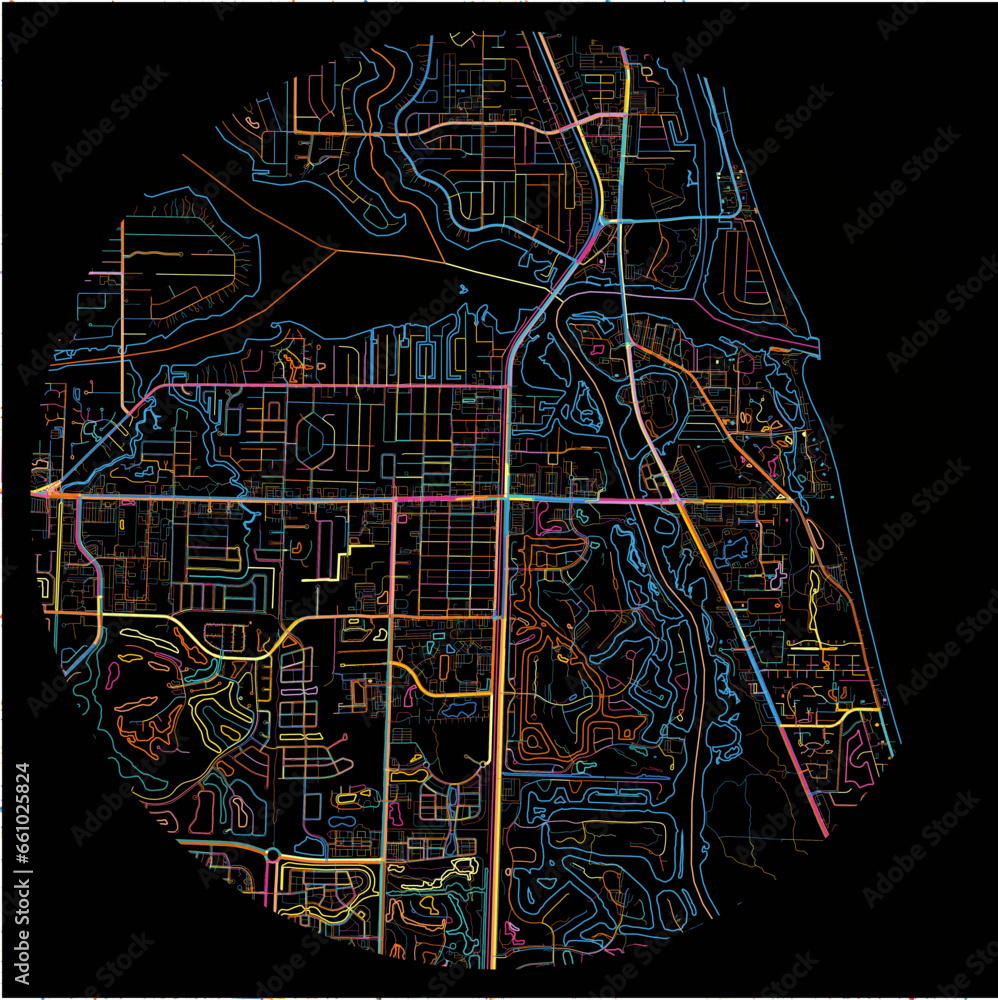 Colorful Map of Jupiter, Florida with all major and minor roads. Stock ...