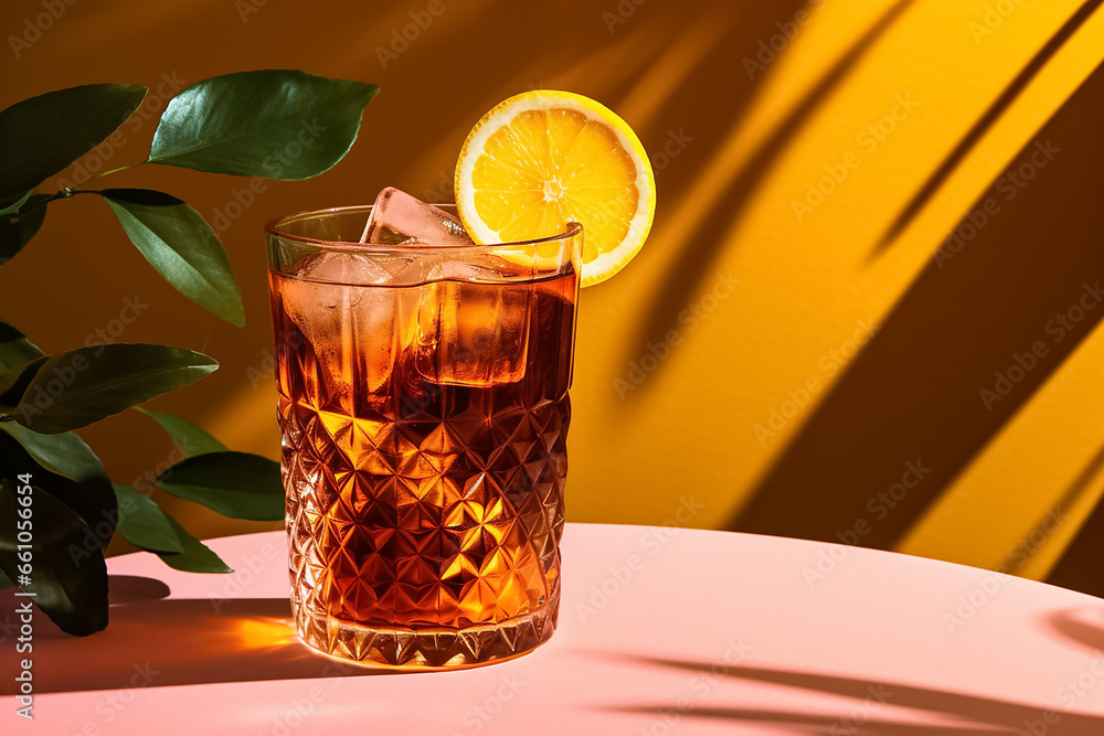 The fresh fruit juice is made from lemon, cherry, and citrus in a short ...