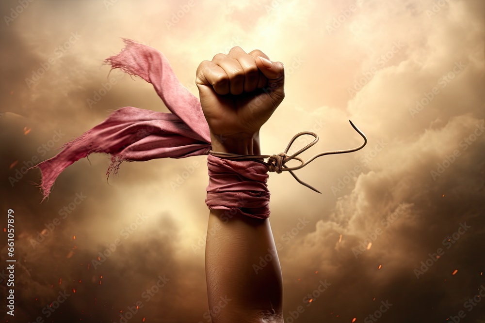 Female fist, gender female sign. Woman showing fist as girl power ...