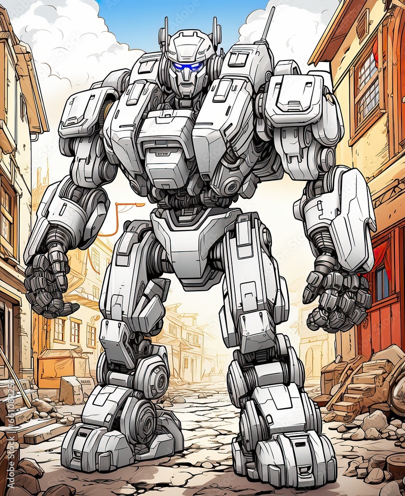 War robot, battle bot, gladiator bot, dynamic poses, heavy weapons ...