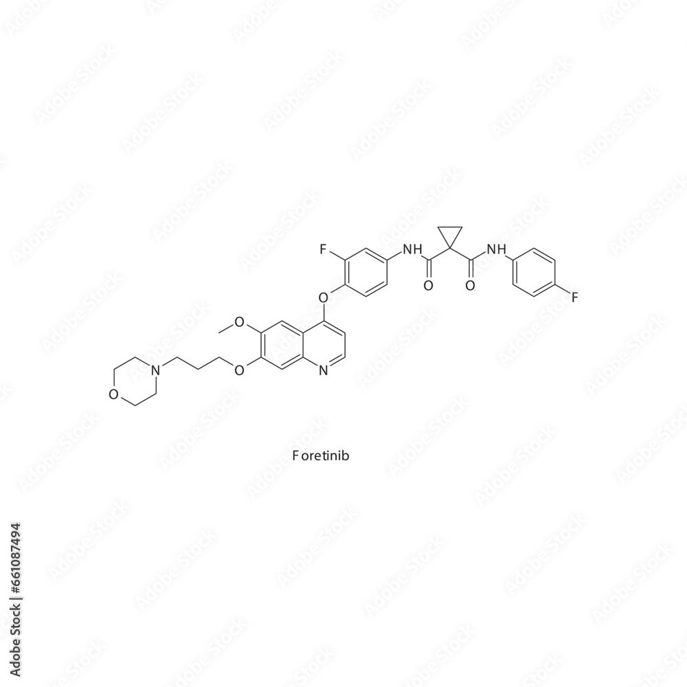 Foretinib flat skeletal molecular structure Tyrosine kinase inhibitor ...