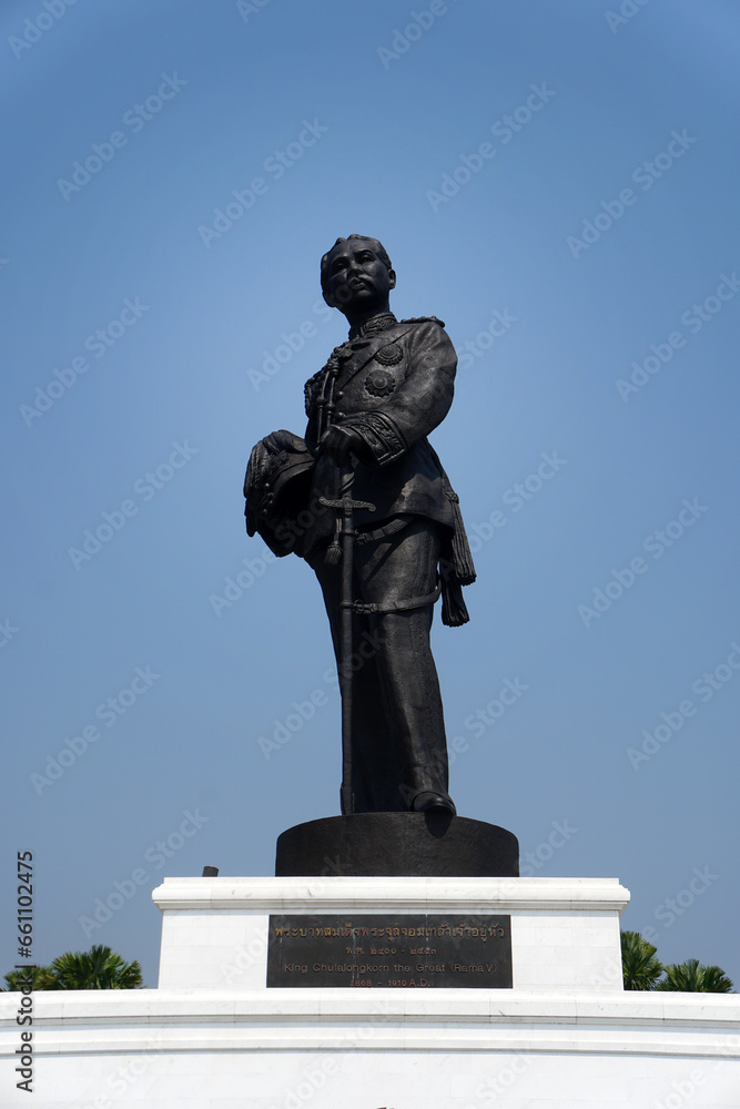 Statue of King Chulalongkorn (Rama V) the Great monument. Ancient ...