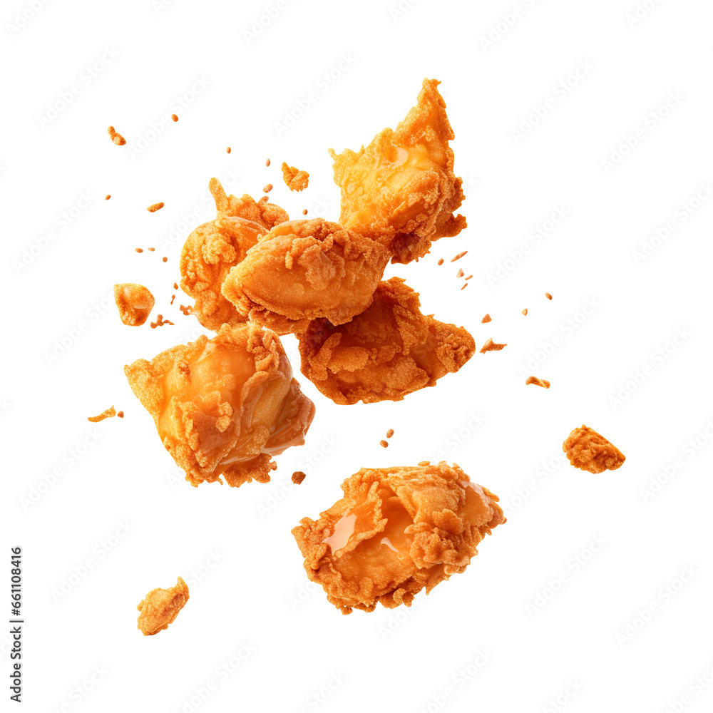 flaying Fried chicken wings isolated on transparent background Remove ...