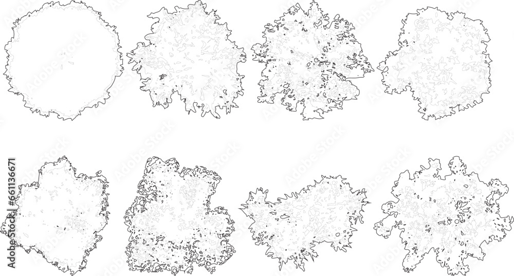 Tree top plan line silhouettes Stock Vector | Adobe Stock