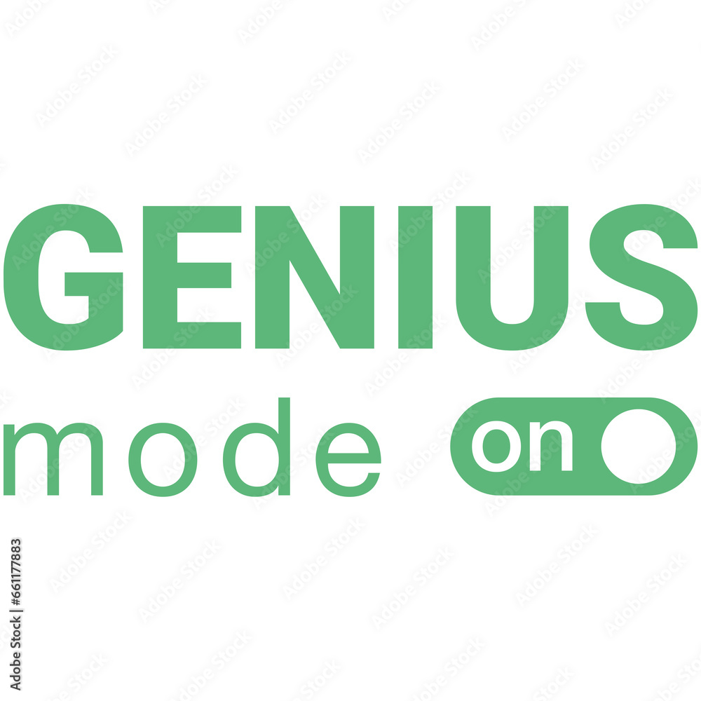 "Genius Mode On" green text design png with transparent background ...