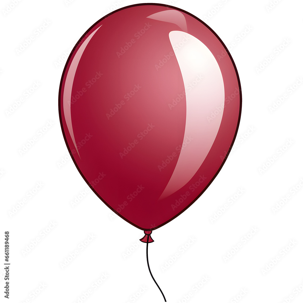 cartoon clipart of a single balloon in the color Maroon, birthday ...
