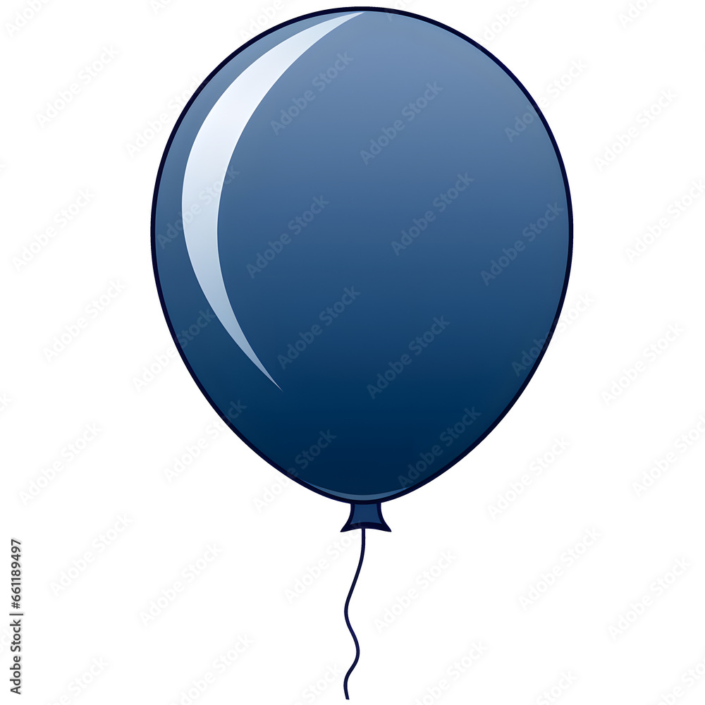 cartoon clipart of a single balloon in the color Navy, birthday clipart ...