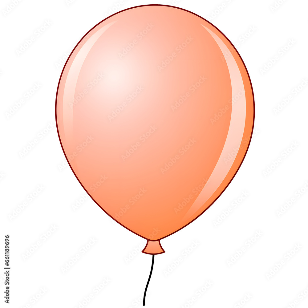 cartoon clipart of a single balloon in the color Peach, birthday ...