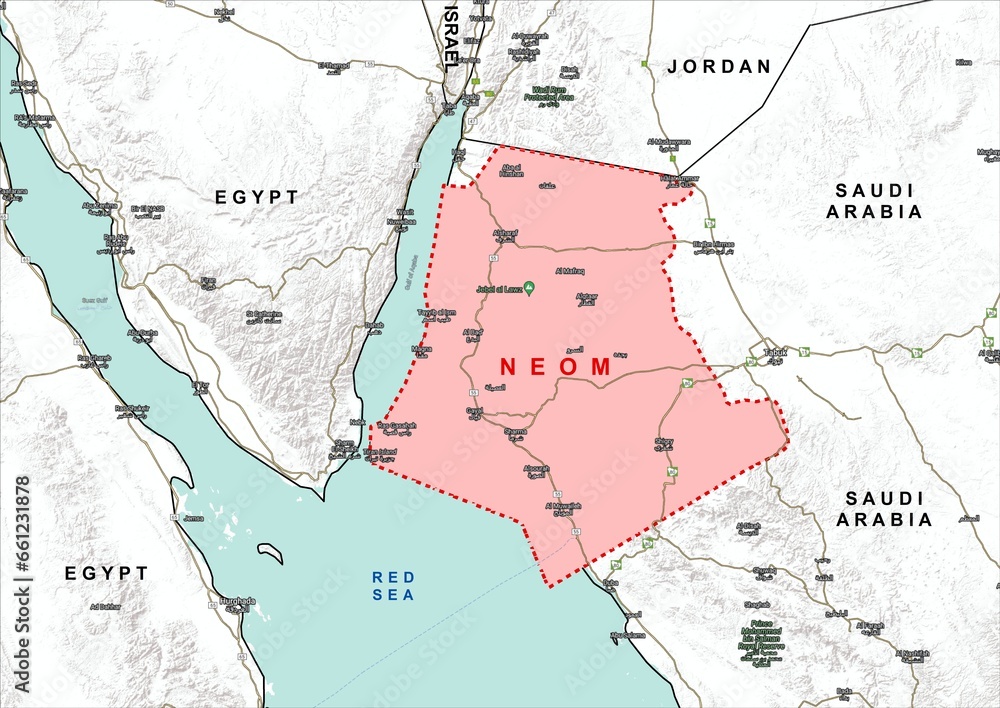 Neom city Tabuk Province Saudi Arabia Administrative Map Stock ...