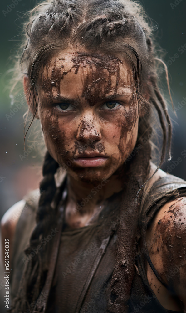 Illustration Stock A portrait of a young Germanic tribe woman in battle ...