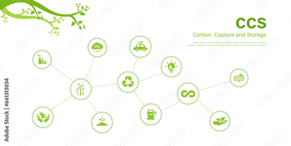 CCS acronym for Carbon Capture Storage words. .The concept Carbon ...