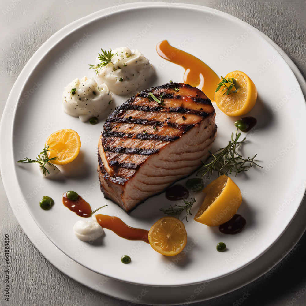 The steak is fully cooked and the side dishes are placed on a container ...