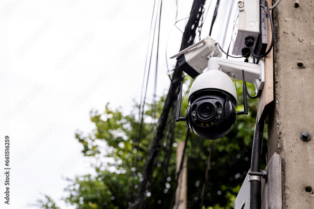 Photo Stock Online Security CCTV camera surveillance system outdoor of ...