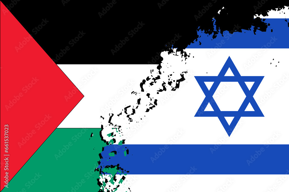 Israel and Palestine cracked flag. Israeli and palestinian illustration ...