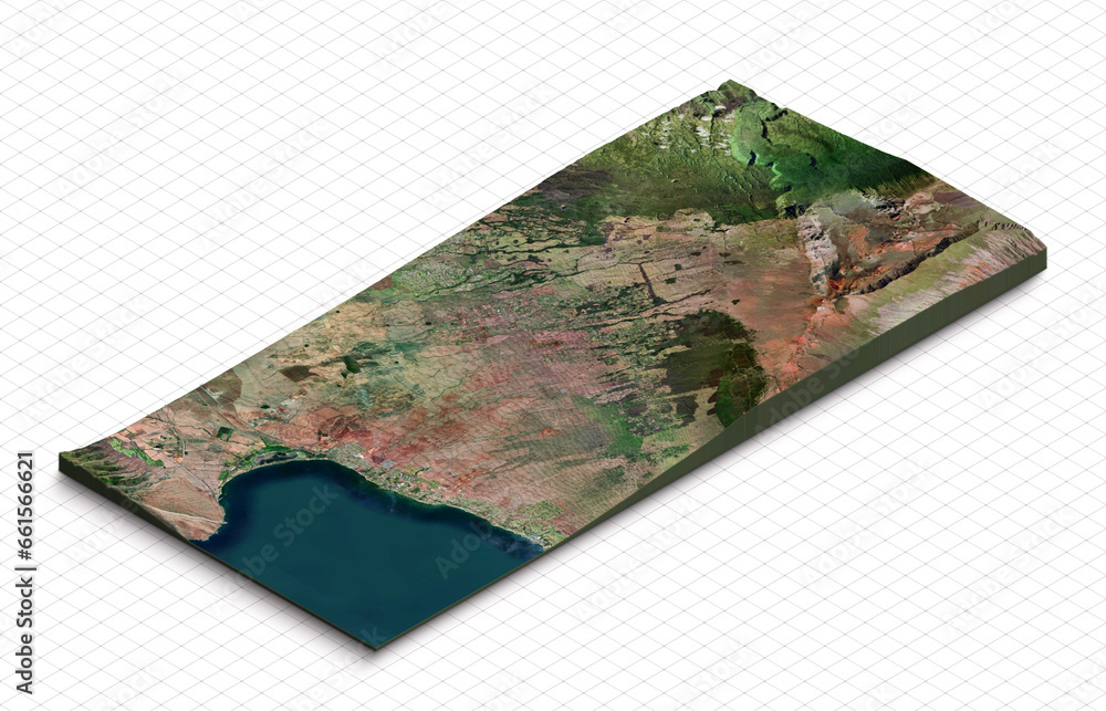 3d model map of Hawaii. Terrain map, Isometric map virtual terrain 3d ...
