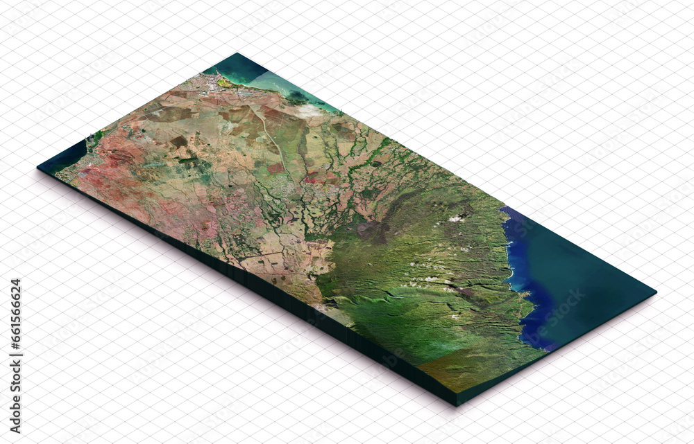 3d model map of Hawaii. Terrain map, Isometric map virtual terrain 3d ...