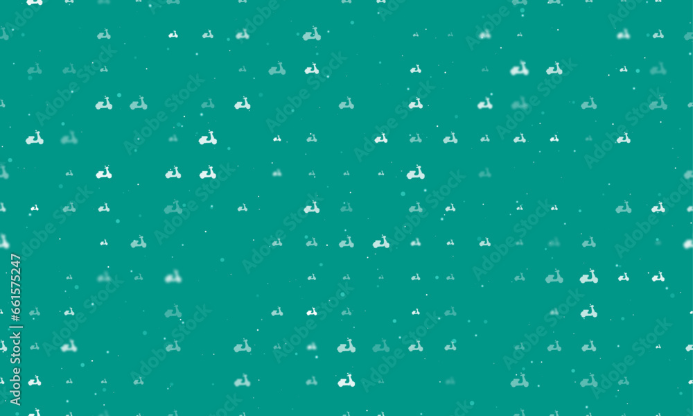 Seamless background pattern of evenly spaced white scooter symbols of ...