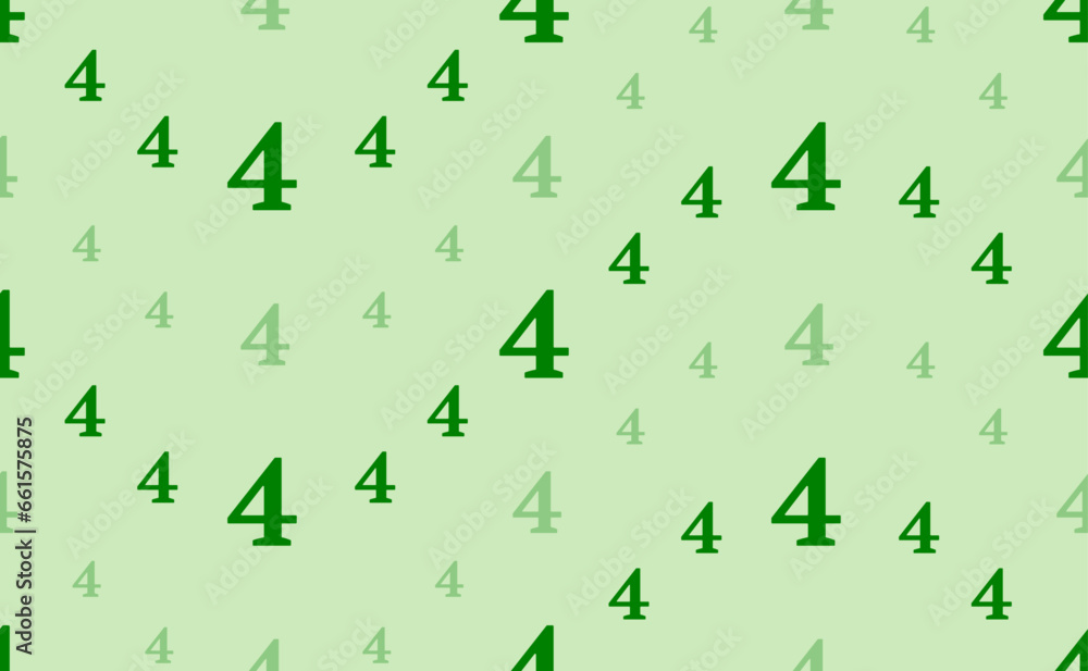 Seamless pattern of large and small green number four symbols. The ...