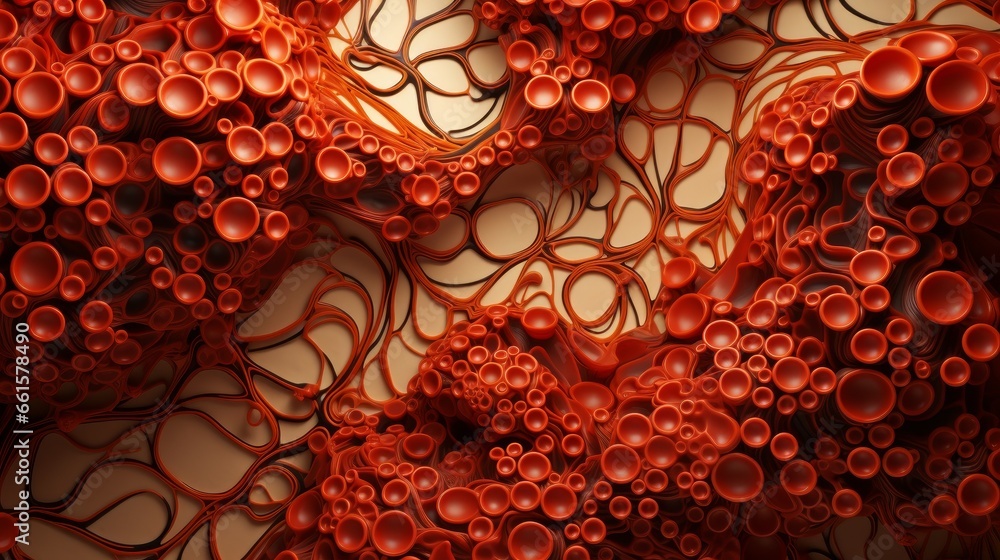 Delve into the exquisite intricacies of red blood cells, marveling at ...
