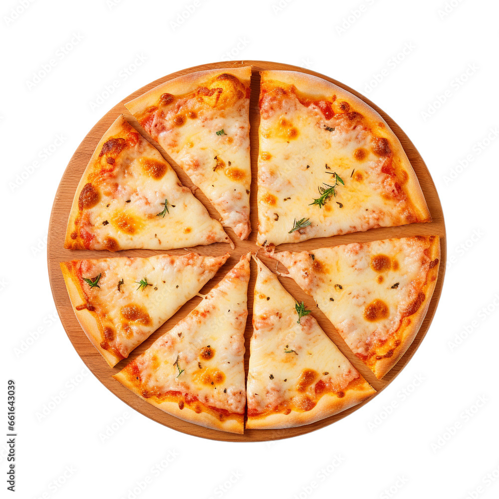 Ilustración de Stock four cheese pizza top view isolated on white ...