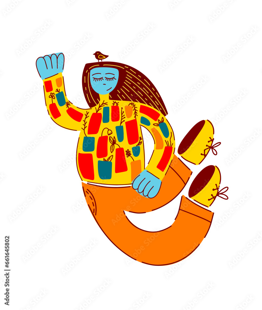 Girl dancing. hand drawing. Not AI, Illustrat3. Vector illustration in ...