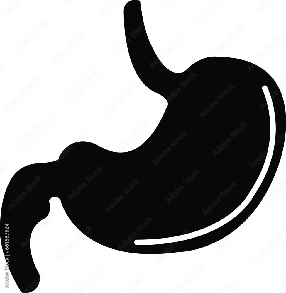 Stomach icon. Human internal organs symbol. black flat Digestive system ...