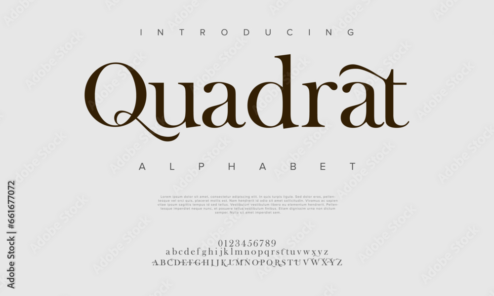 Quadrat premium luxury elegant alphabet letters and numbers. Elegant ...