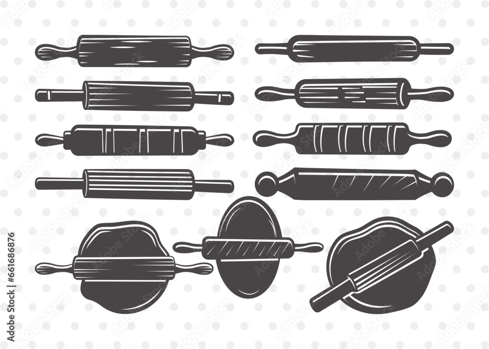 Rolling Pin Outline SVG Cut File | Kitchen Svg | Baking Svg | Bundle ...