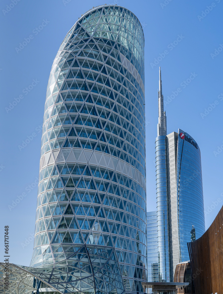 Стоковое фото «Milano, Italy. The iconic UnipolSai tower at Porta Nuova ...