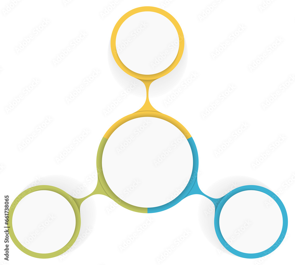 Circle infographic template with three steps or options, process ...