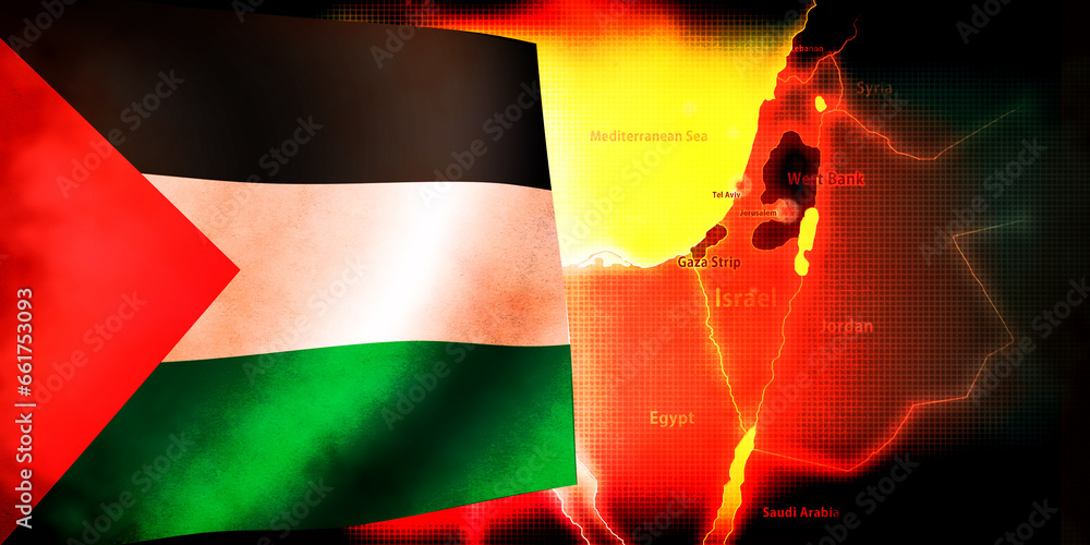 Conflict between Israel and Palestine banner illustration Stock ...