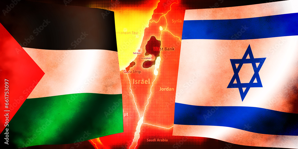 Conflict between Israel and Palestine banner illustration Stock ...