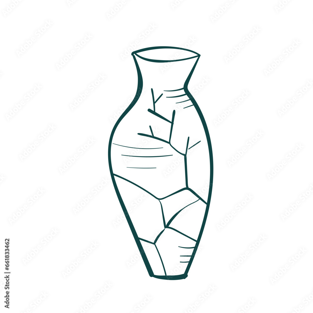 vase crack vector sketch simple doodle hand drawn line illustration ...