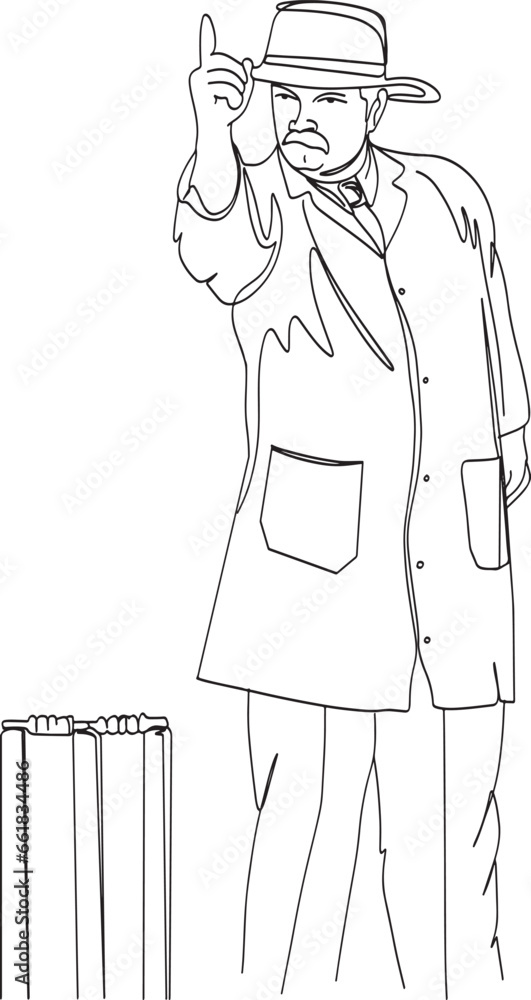 Vector de Stock Cricket Umpire Giving Out Signal - One Line Sketch ...