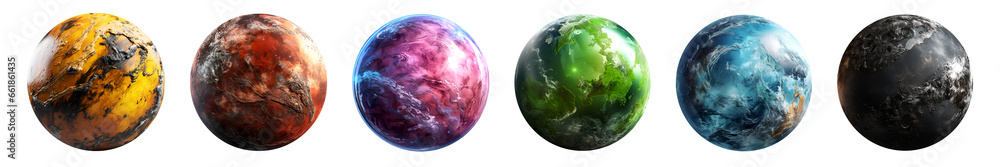 Set of realistic planets isolated on transparent background. Generative ...