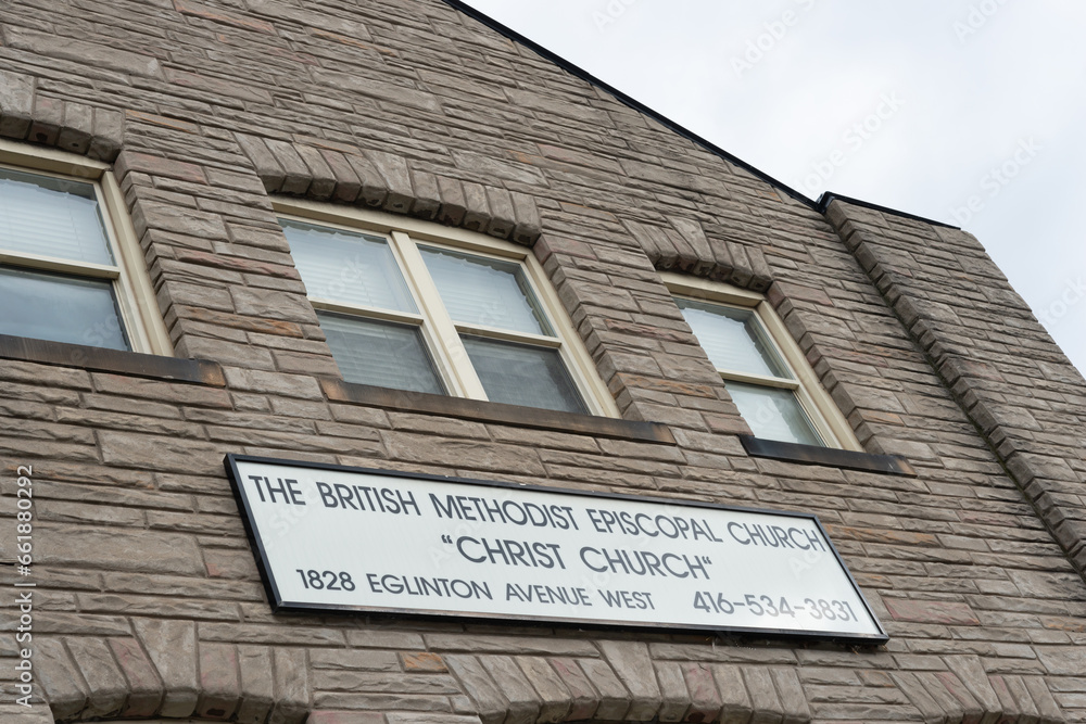 exterior building and sign of Christ Church, The British Methodist ...