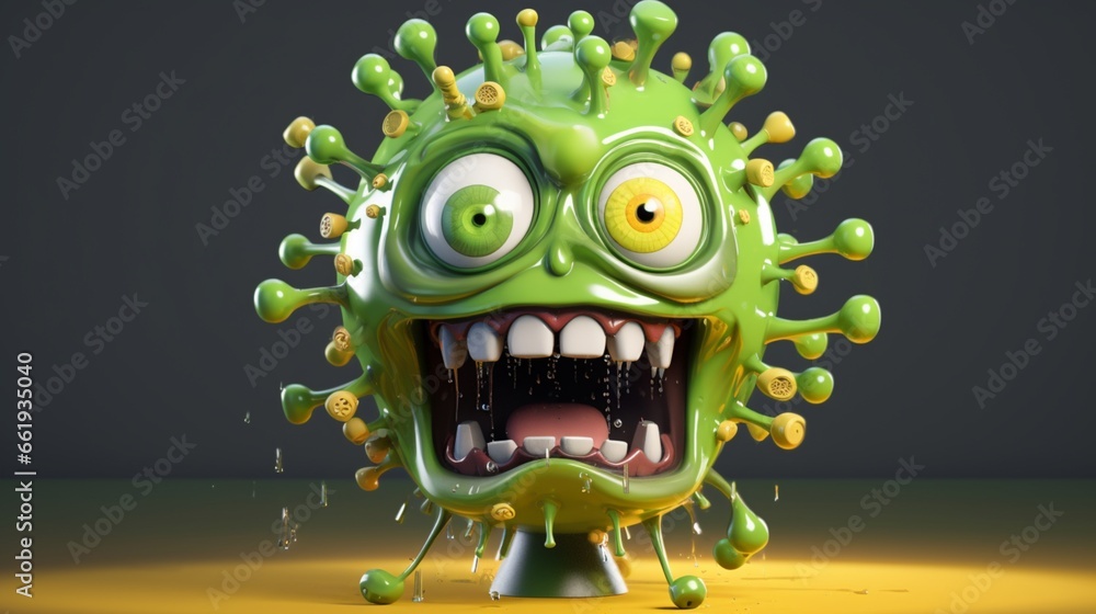 crazy head radioactive goo cartoon character high.Generative AI Stock ...