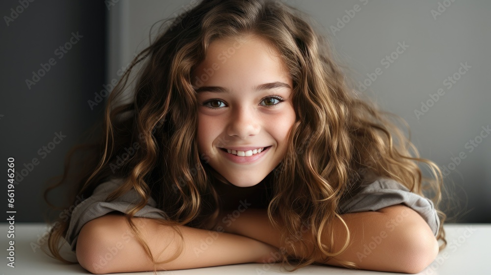Playful teenage girl with a mischievous grin and a twinkle in her eye ...