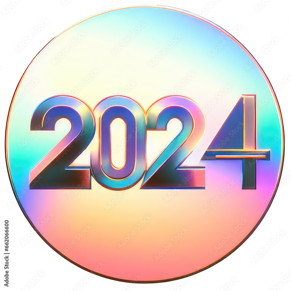 2024 circle logo, transparent background (PNG) 素材庫插圖 | Adobe Stock