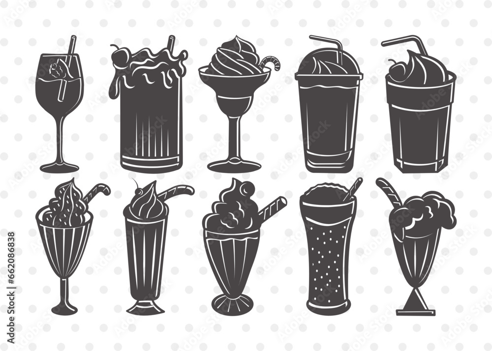 Image vectorielle Stock Milkshake Clipart SVG Cut File | Drink Shake ...
